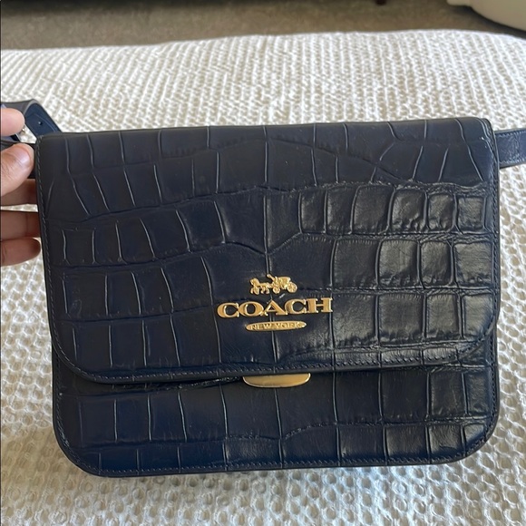 Coach | Bags | Coach Navy Blue Croc Embossed Crossbody Bag | Poshmark